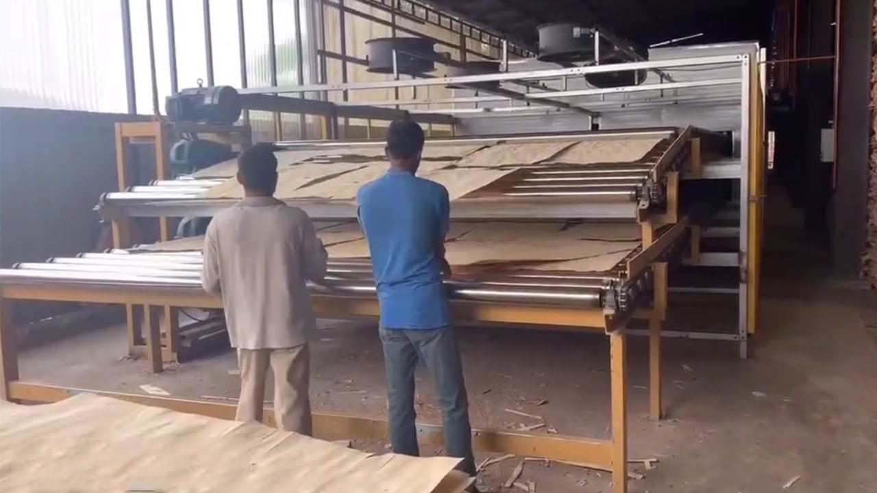 60m Plywood Veneer Roller Dryer Two Layers Veneer Drying Machine ...