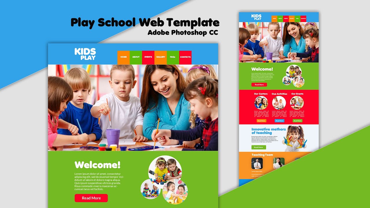 Play School Web Template | Adobe Photoshop CC 2021 - YouTube
