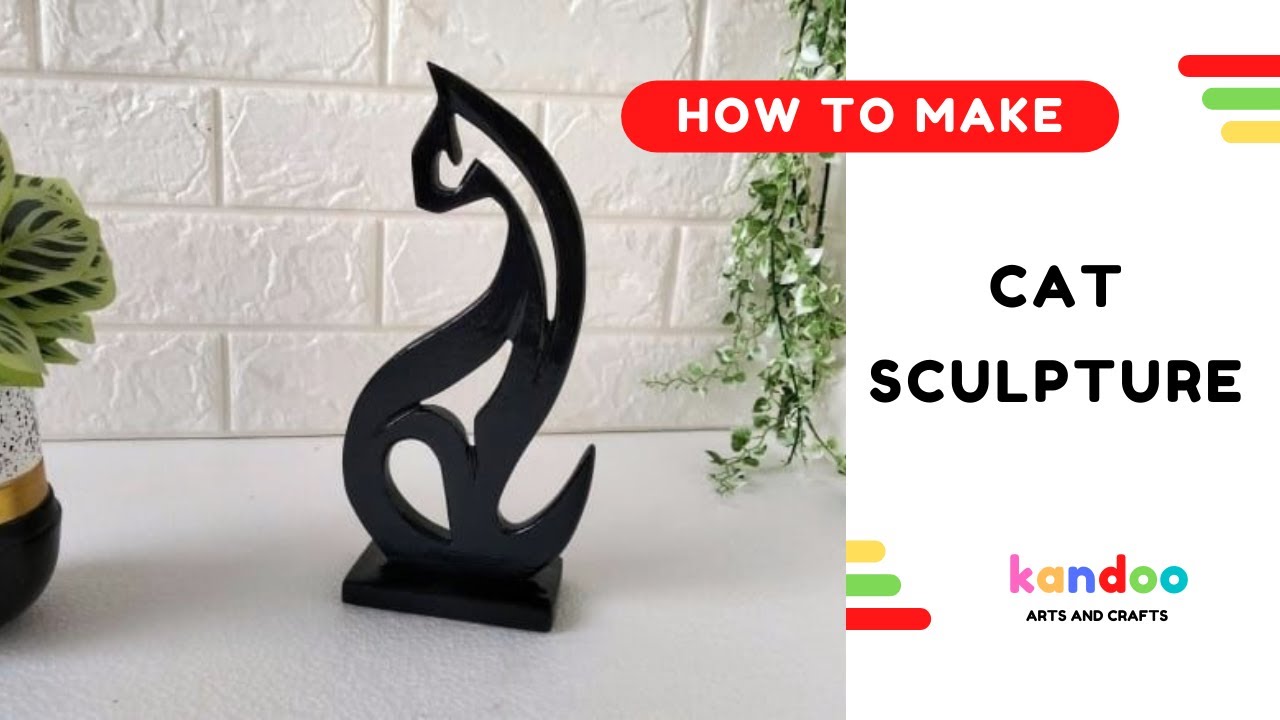 How to make an easy cat sculpture. Cat sculpture white cement. - YouTube