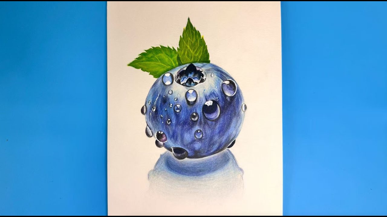 Giant blueberry drawing by color pencils and markers! - YouTube