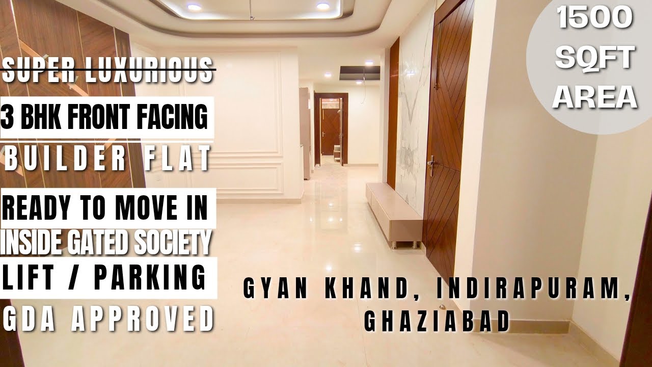 Front facing 3 BHK luxury builder flat 1500 sqft in Indirapuram ...