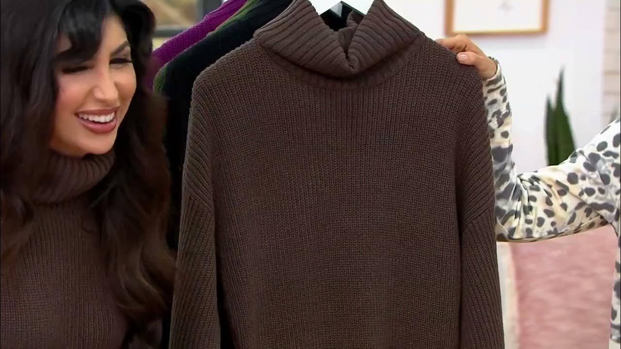 Belle by Kim Gravel Ribbed Turtleneck Sweater Dress on QVC - YouTube