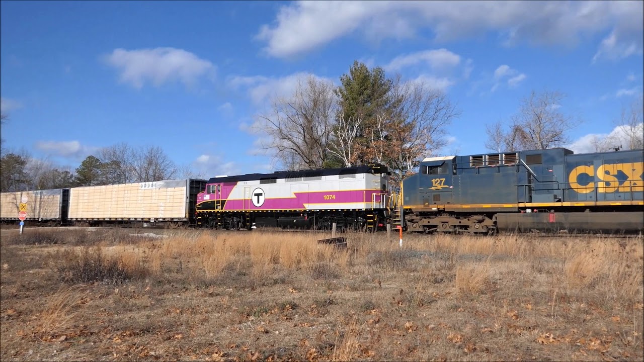 MBTA locomotive F40PH-2C 1074 headed back to Boston on CSX train Q-436 ...