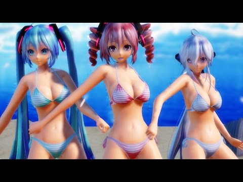 【MMD】Bikini Miku, Haku, & Teto Dance - Koshitantan (虎視眈々) - YouTube