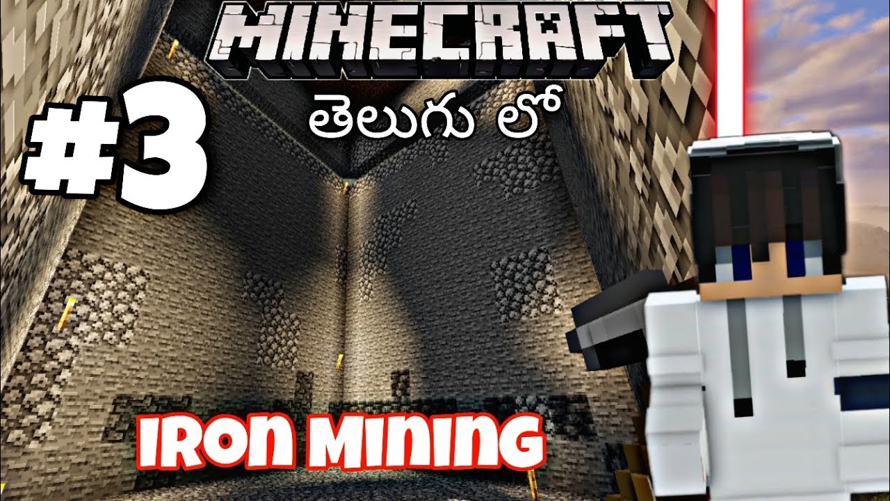Iron Mining in One Chunk | Minecraft One Chunk | #3 | in telugu | VTG ...