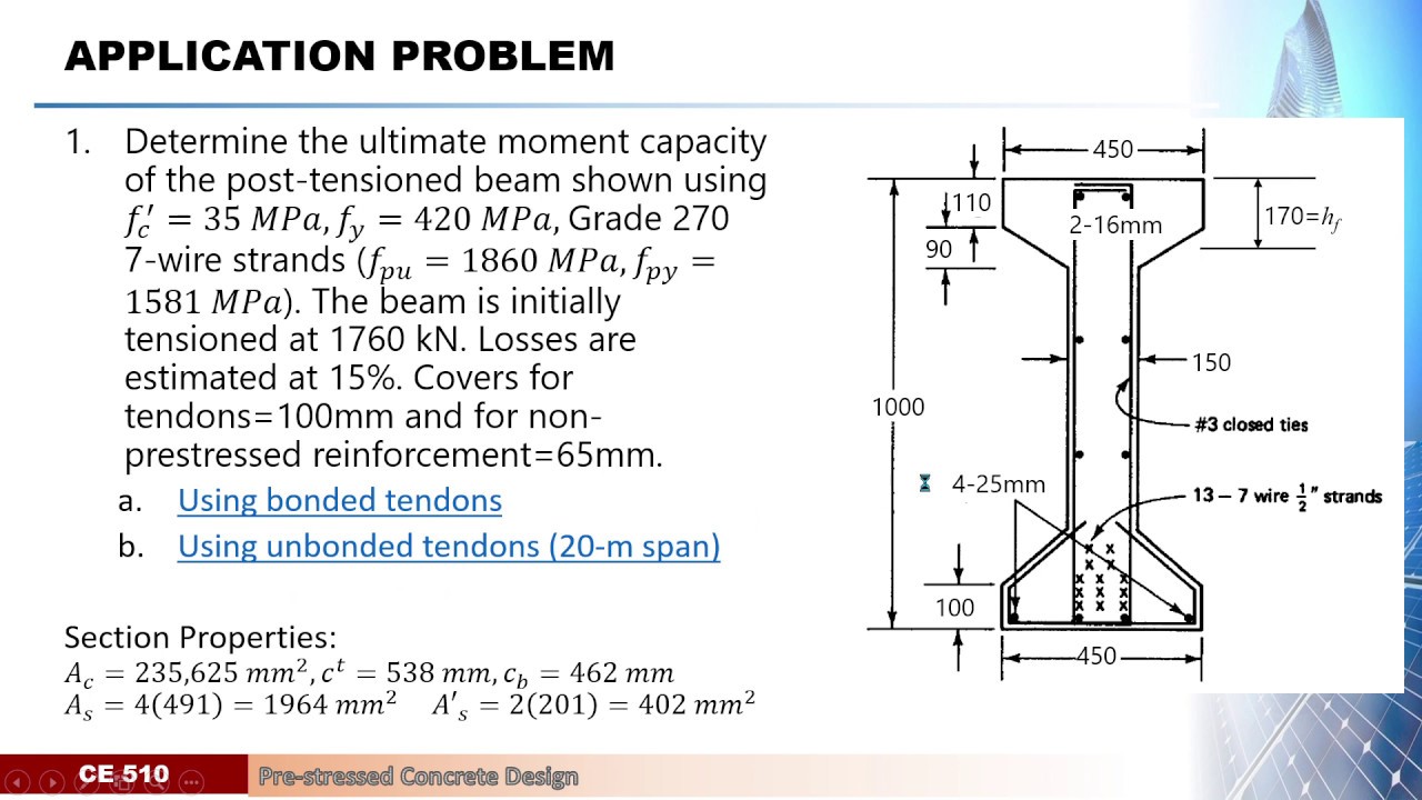 Prestressed Beam Capacity (NSCP 2015 Approximation) Part 2 - YouTube