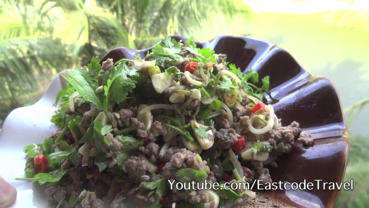 Laap ngua Laos beef meat salad with mint leaves - YouTube