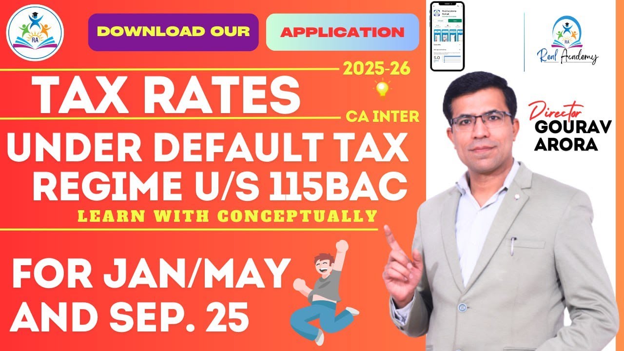 Tax Rates under Default Tax Regime u/s 115BAC A.Y. 2025-26 | CA Inter ...