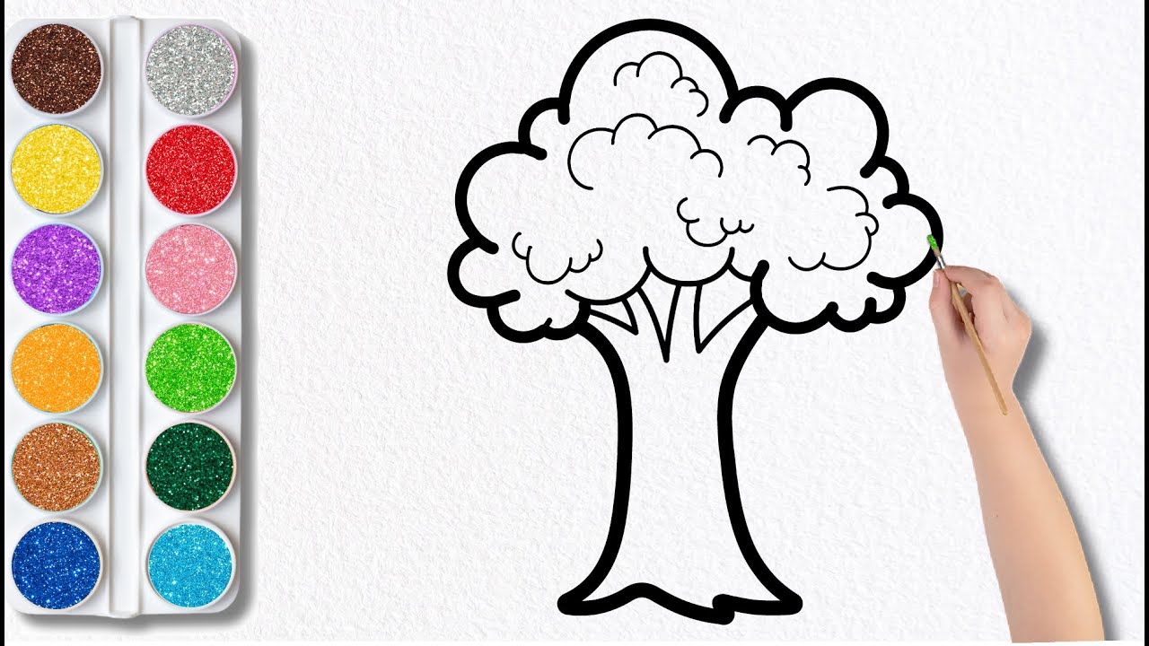 How to draw and Coloring Tree for kids , Toddlers - YouTube
