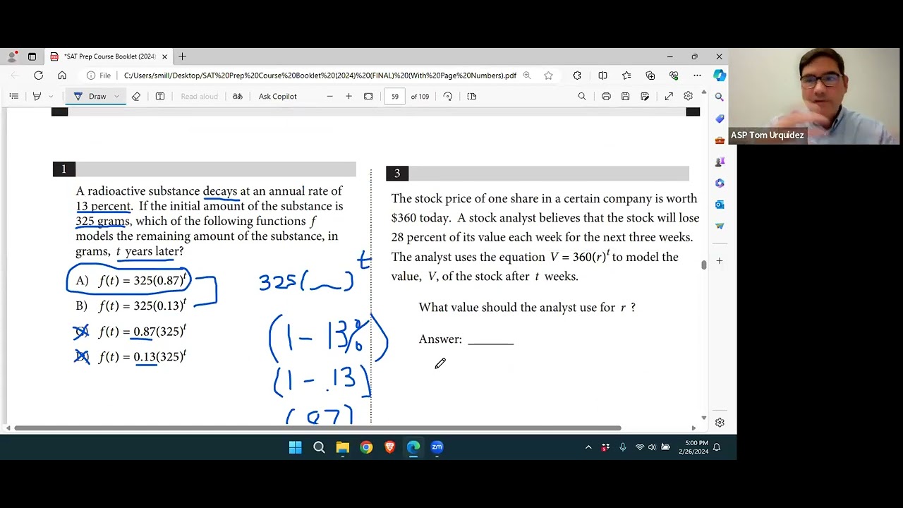 Math - Problem Set 9: Exponential Functions (1.2) - YouTube