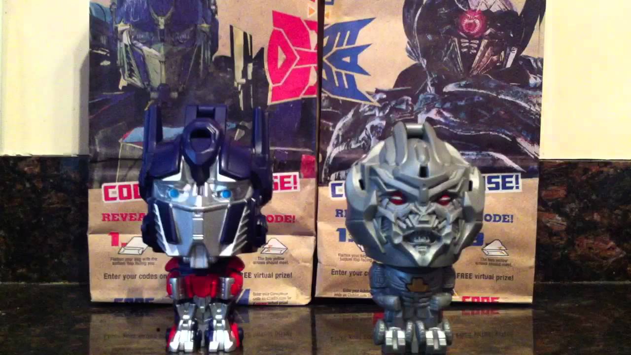 Transformers DOTM Burger King Review - Optimus Prime & Megatron - YouTube