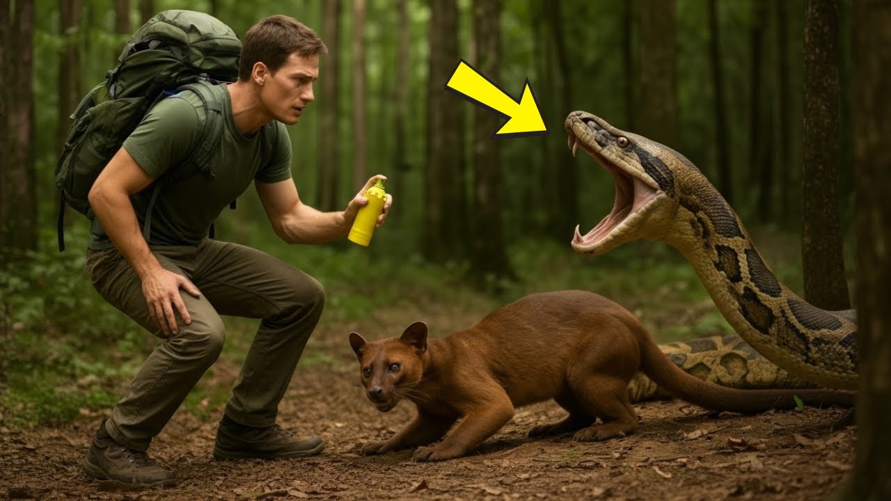 Ranger Saves Fossa Family from Giant Python... - YouTube