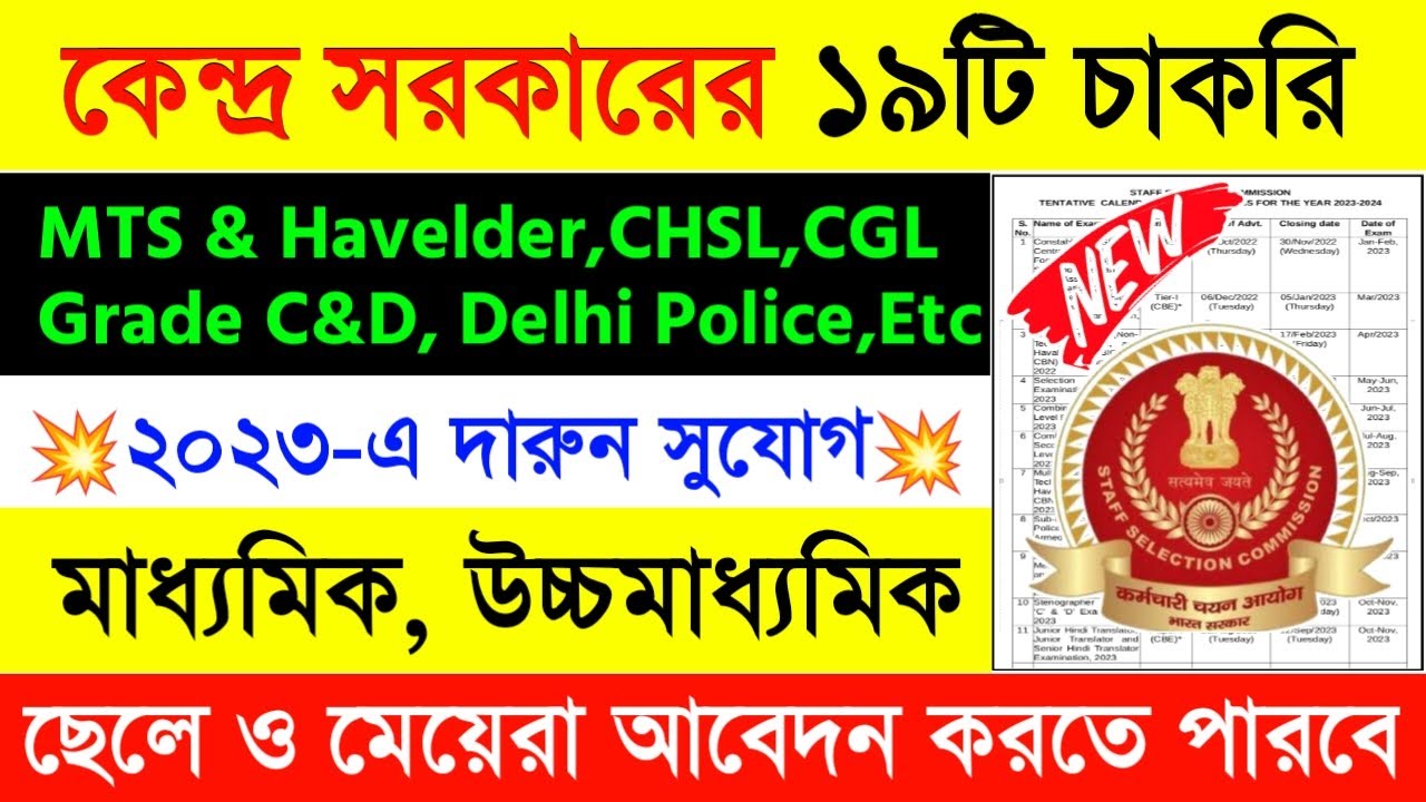 SSC New Vacancy 2023|SSC Exam Calendar 2023-24|SSC Upcoming Vacancy ...