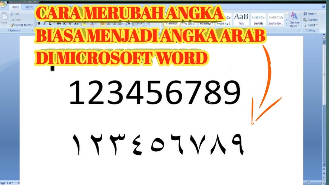 cara merubah angka arab di Microsoft word - YouTube