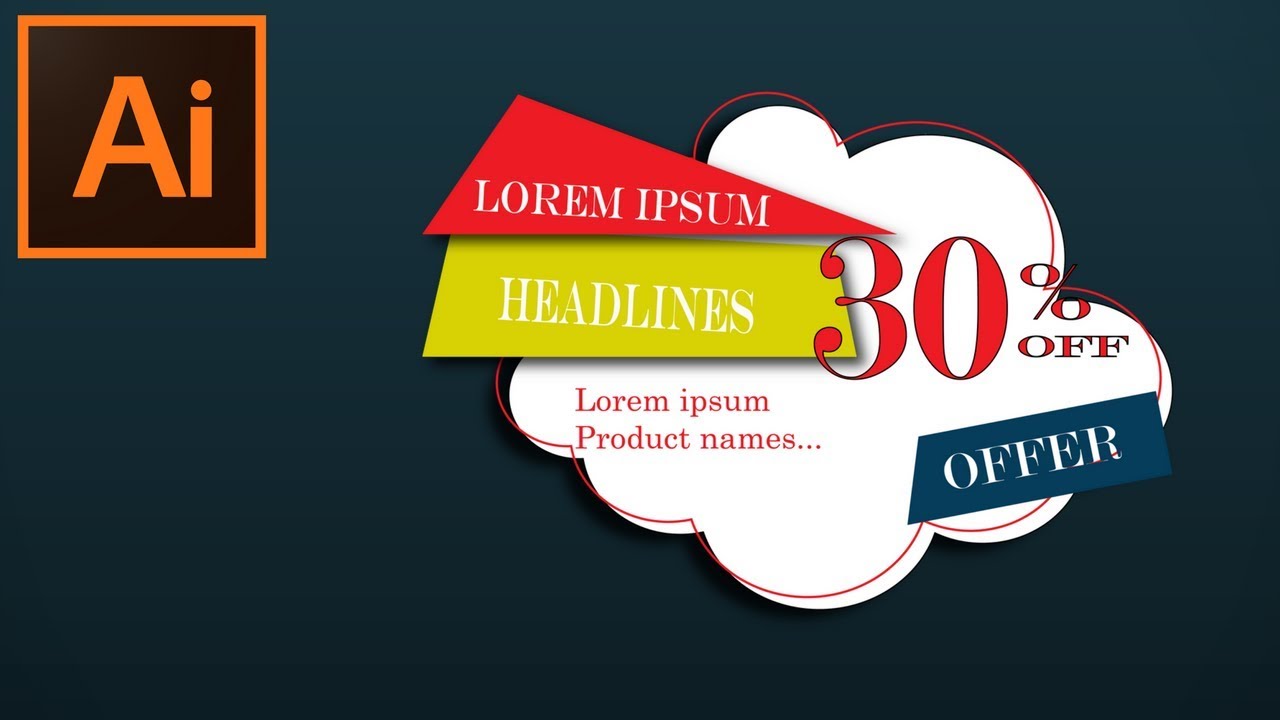 Adobe Illustrator CC Tutorial How to Make a Sale Banner in adobe ...