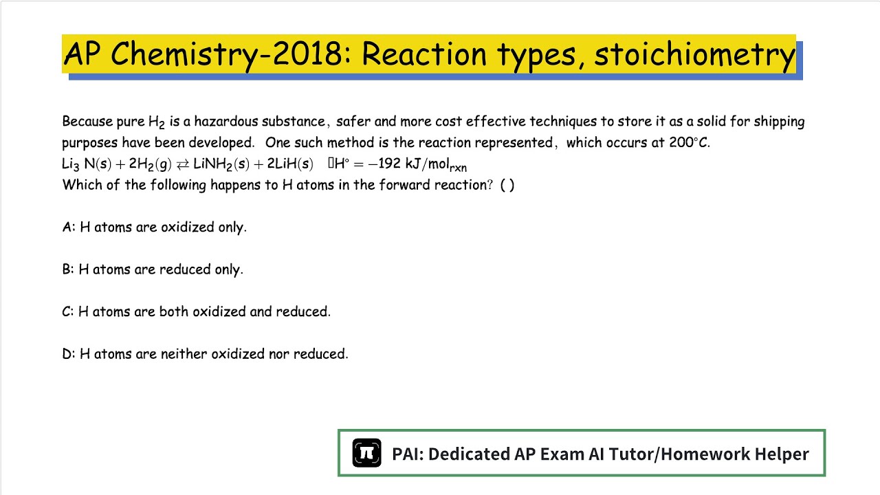 2018 AP Chemistry: Types of Chemical Reactions and Solution ...