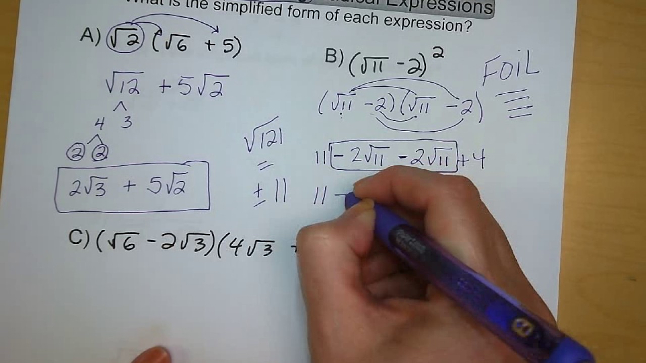 10-3 Operations with Radical Expressions - YouTube