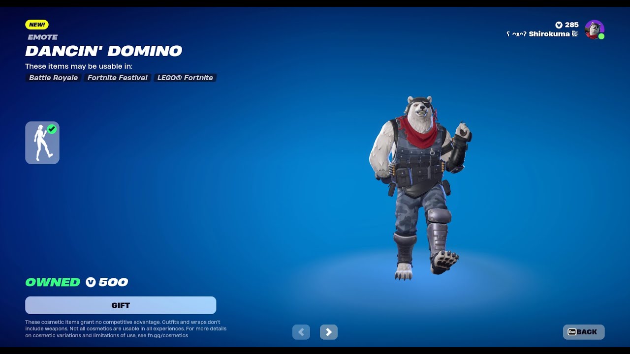 New Dancin' Domino & Snowflakey Emote - Fortnite Emotes (Jan. 29, 2024 ...