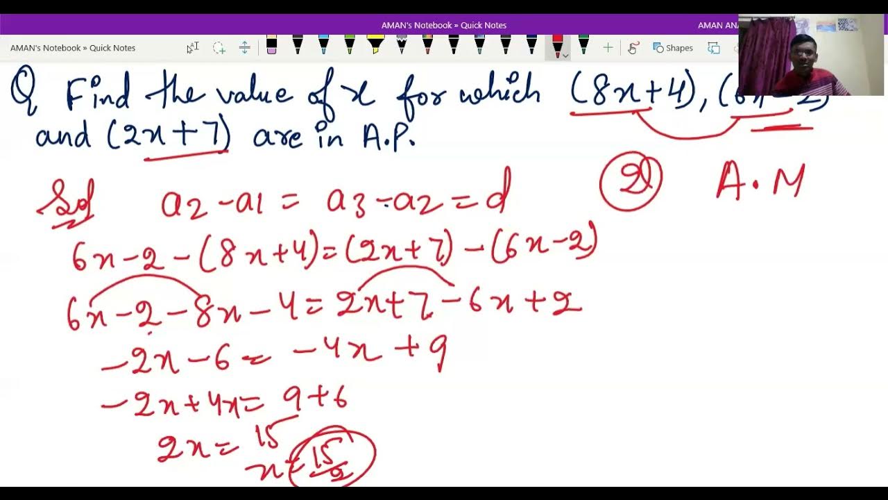 find-the-value-of-x-for-which-8x-4-6x-2-and-2x-7-are-in-a-p