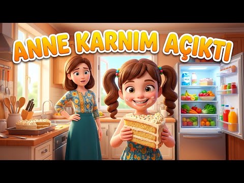 Anne Karnım Acıktı! 🍰 Şirin Çocuk Şarkısı | Eğlenceli Aile Animasyonu #çocukşarkıları #çocuk 