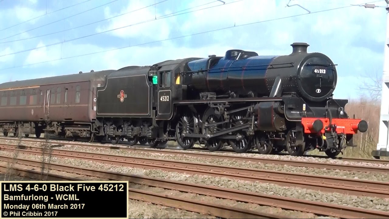 LMS Black Five 45212 at Bamfurlong - 06th March 2017 - YouTube