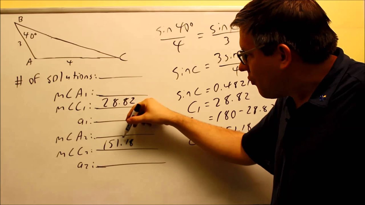 Solving a SSA Triangle Using Law of Sines (1 Sol): Ex 6 - YouTube