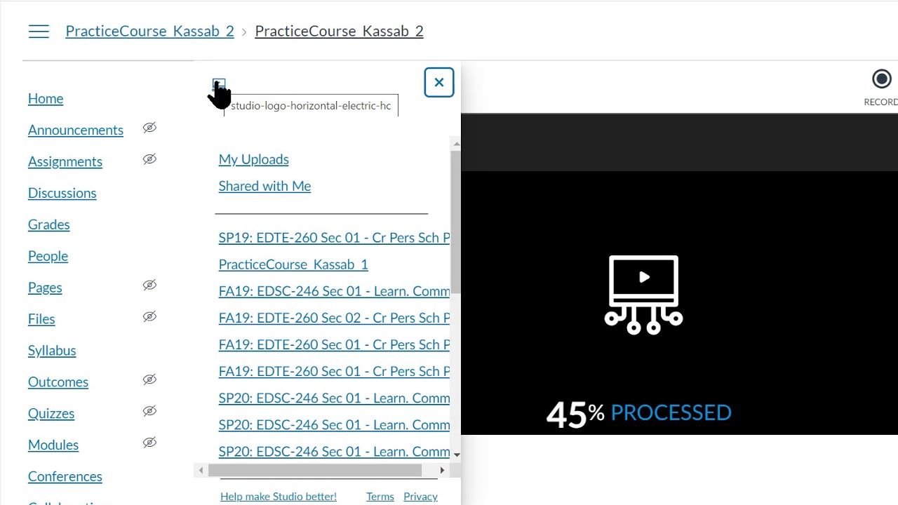 Full Make a Screen Capture in Studio in Canvas - YouTube