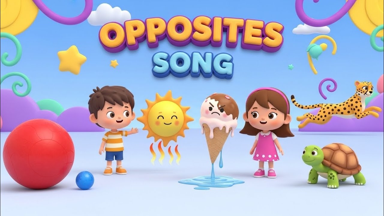 Opposites Song for Kids | Big Small Hot Cold | Preschool Learning ...
