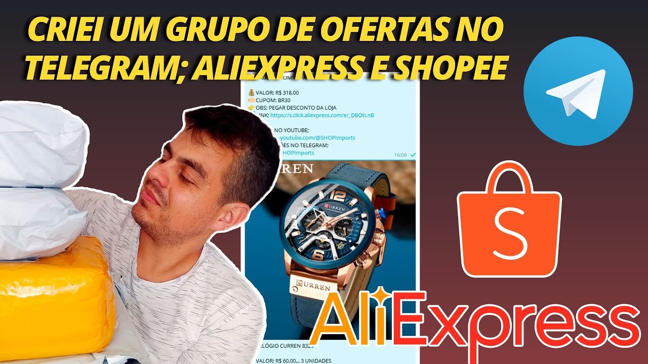 CRIEI UM GRUPO DE OFERTAS NO TELEGRAM; ALIEXPRESS E SHOPEE - YouTube