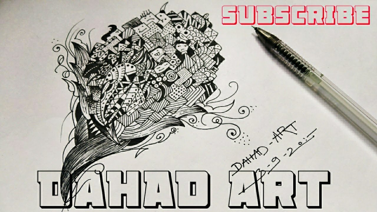 Amazing DOODLE ART II TIME LAPSE II DAHAD ART II BLACK INK - YouTube