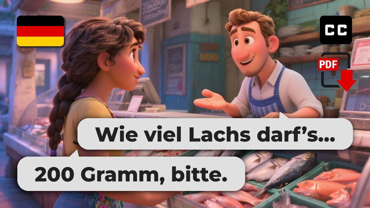 Learn German in a Fish Market 🐟 | Easy German Conversation Practice (A2 ...