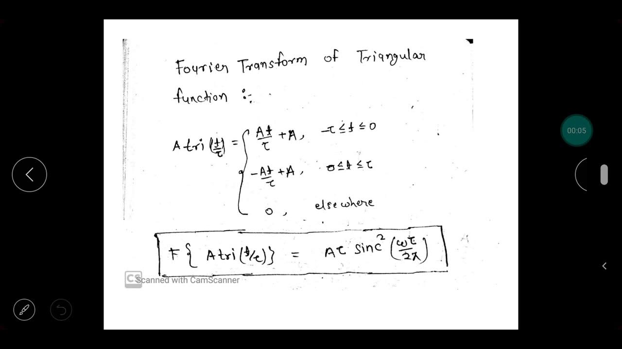 fourier transform of triangular function and its derivation - YouTube