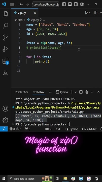 Magic Of Zip Function In Python Pythonprogramming Short Youtube 2432
