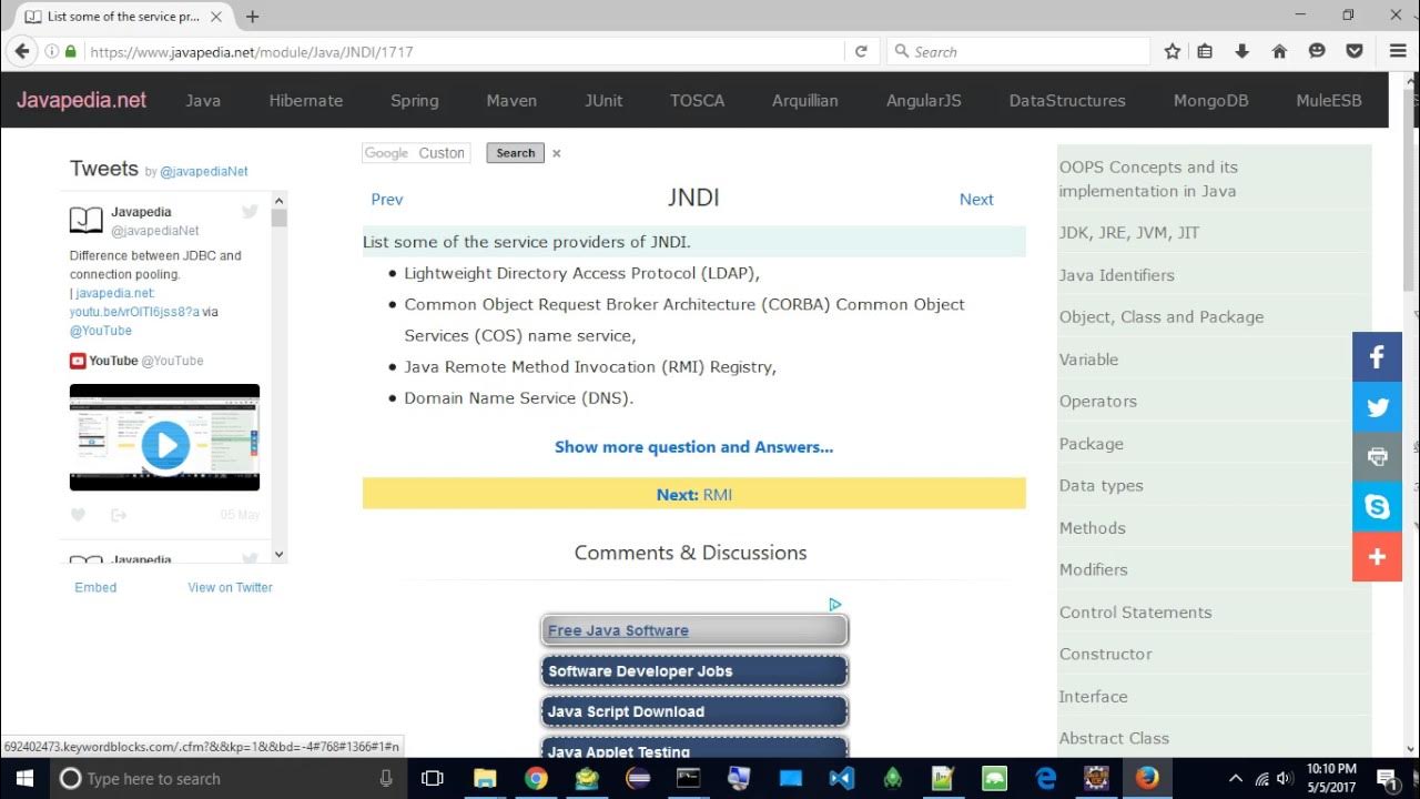 List some of the service providers of JNDI. | javapedia.net - YouTube