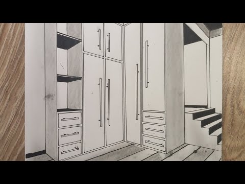 How to draw the closet in the room with the stairs in two-point ...