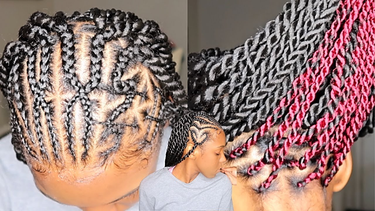 PEEKABOO SENEGALESE TWISTS WITH FREESTYLE CORNROWS | SUMMER HAIRSTYLE ...