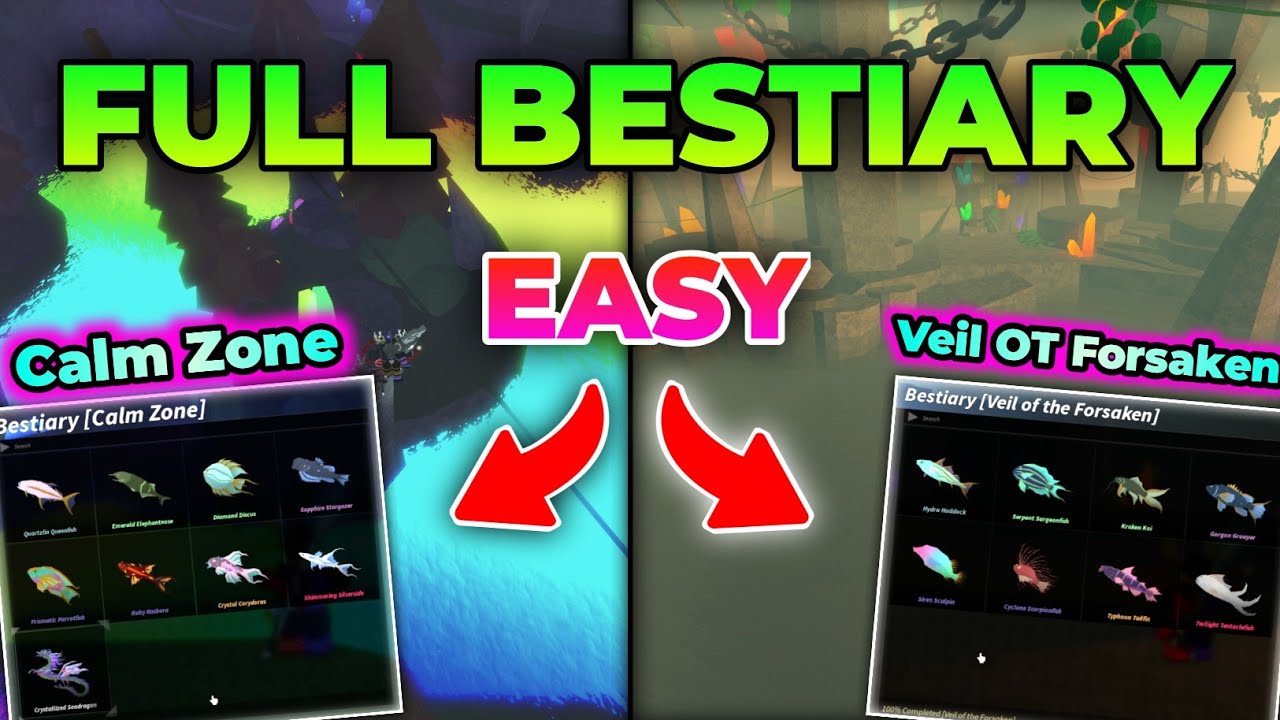 How to Complete Calm Zone and Veil of the Forsaken Bestiary in Fisch ...