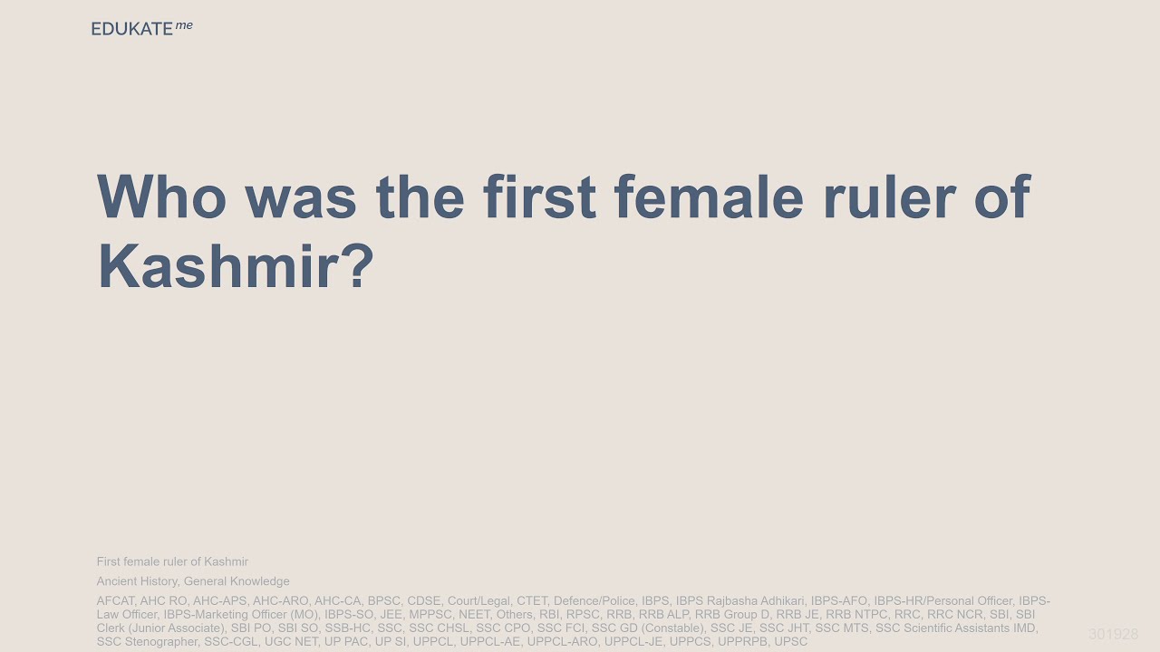 Who was the first female ruler of Kashmir? - YouTube