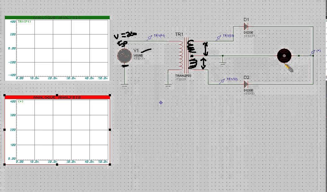 Full wave rectifier with center tap transformer (single phase)"Arabic ...