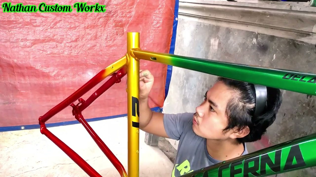 RASTA COLOR BIKE FRAME. CUSTOM PAINTED. 3 WAY FADE - YouTube