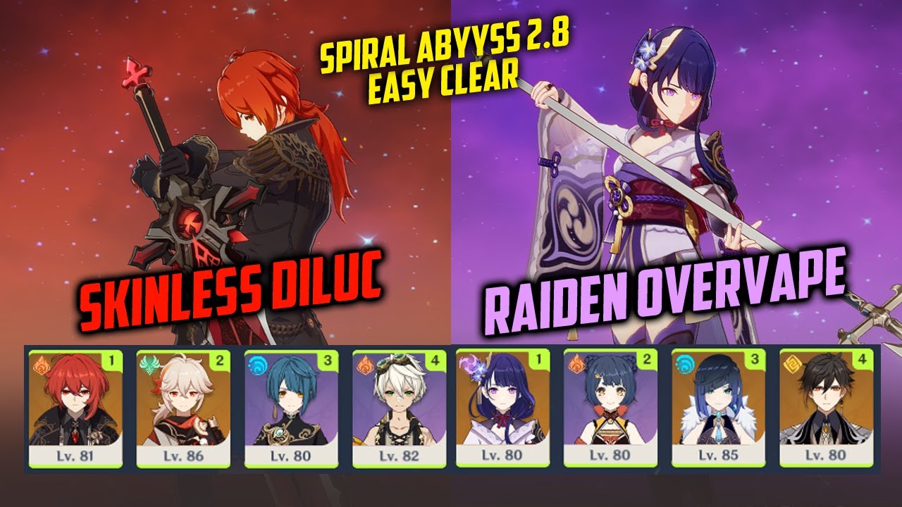 SPIRAL ABYSS 2.8 - DILUC & RAIDEN OVERVAPE OBLITERATED THE ABYSS ...