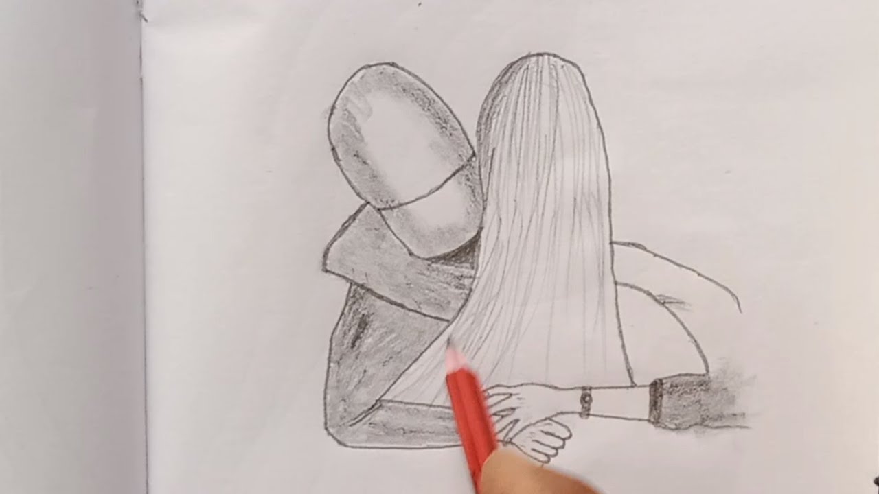 कपल hug pencil art #like essay drawing art drawing short video # - YouTube
