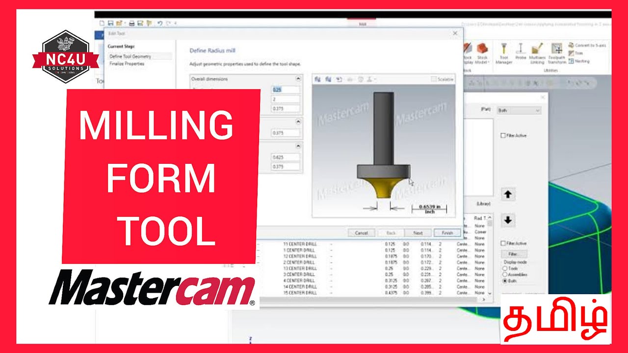 How to Create Milling Form Tool in Mastercam ? NC4U - தமிழில் - CNC ...
