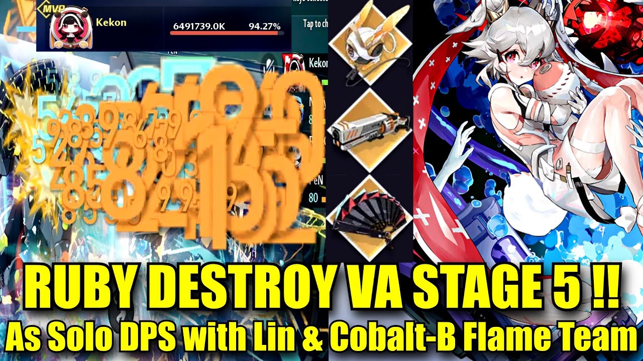 RUBY DESTROY VOID ABYSS STAGE 5 !! With Lin & Cobalt-B Flame Team as Solo DPS | TOF Global - YouTube