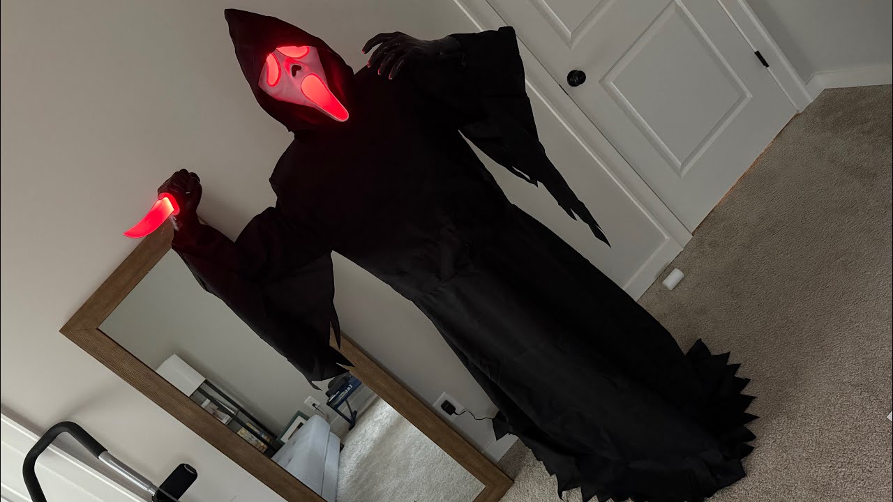 Spirit Halloween static ghost face animatronic review. - YouTube