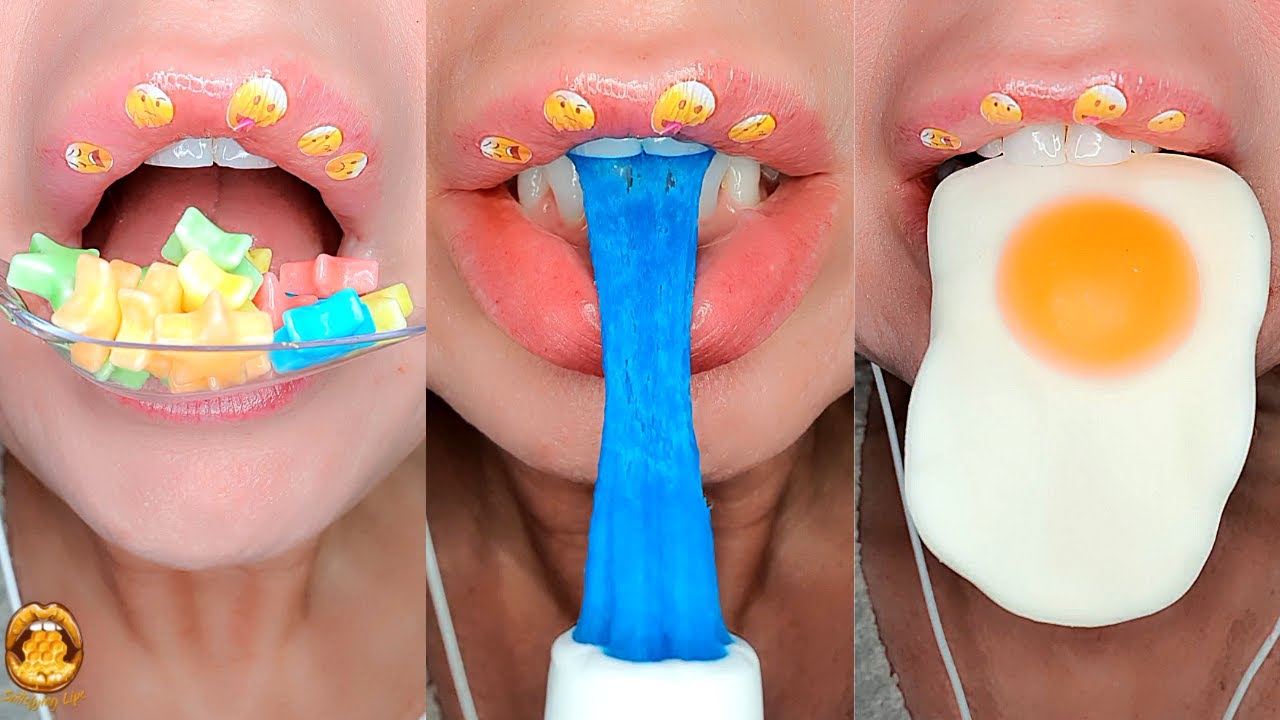 ASMR Eating Satisfying Emoji Food Challenge Chocolate Minions Spray ...