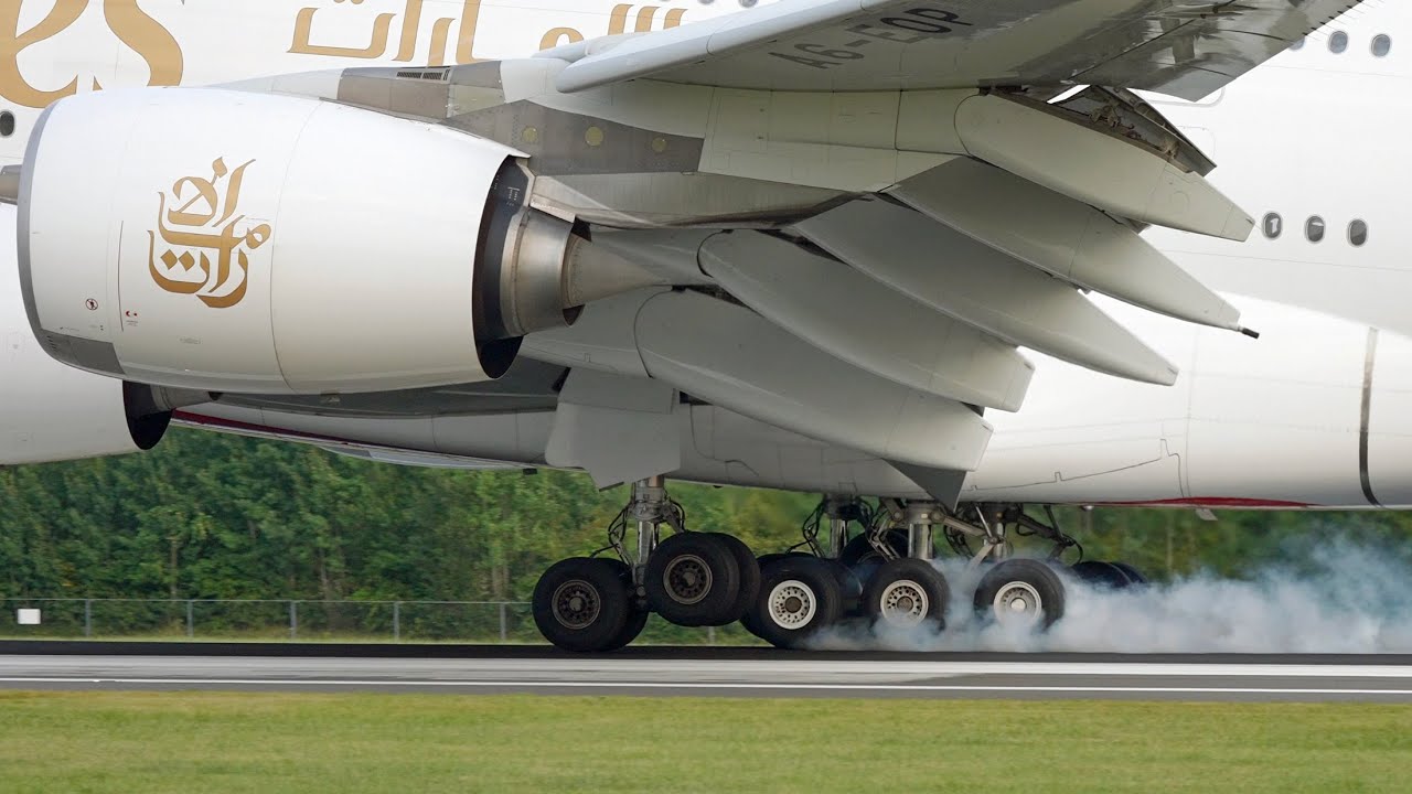 Tyre Smoke - Slow Motion Evening Arrivals at Manchester Airport - YouTube
