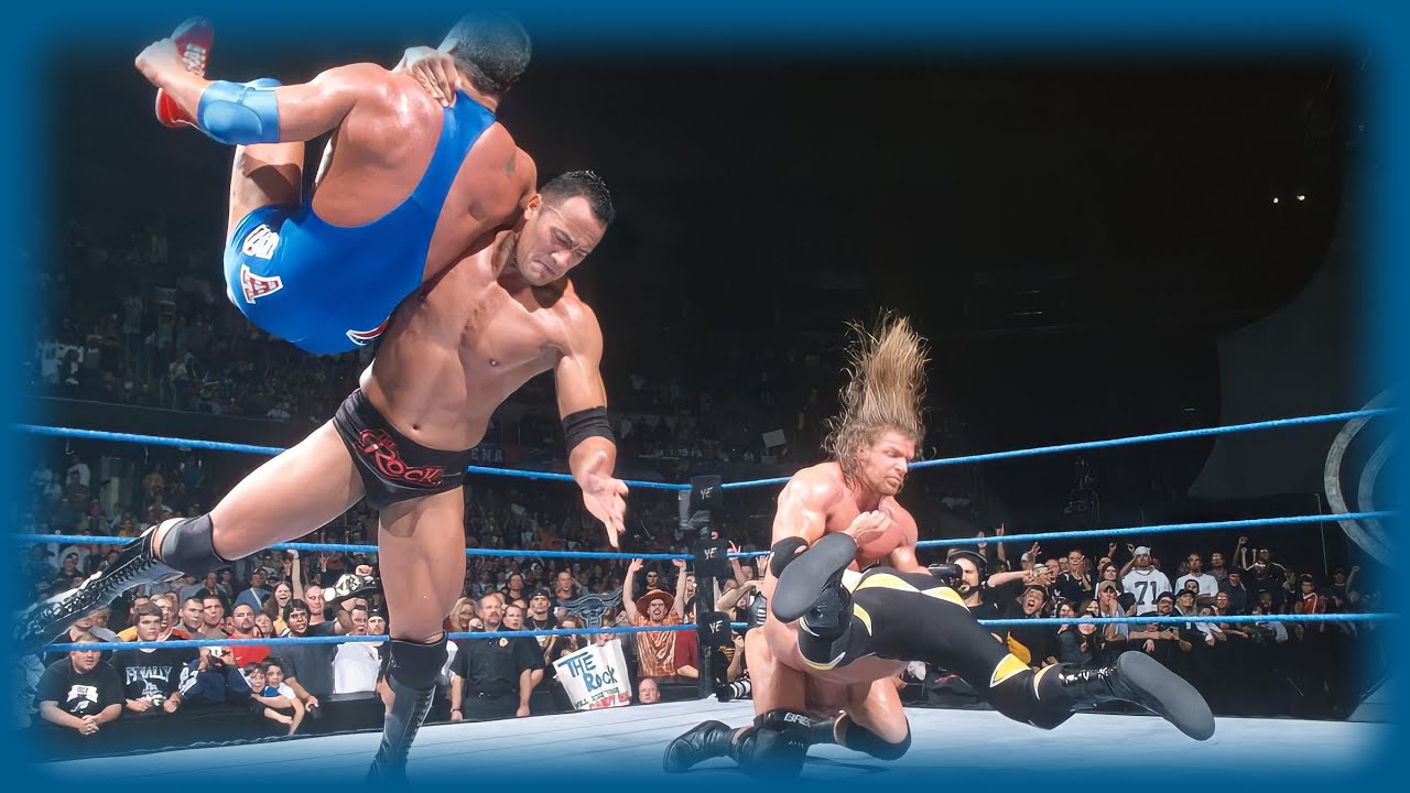 [1/2] Kurt Angle & Chris Benoit vs. Triple H & The Rock - 4 Corners ...