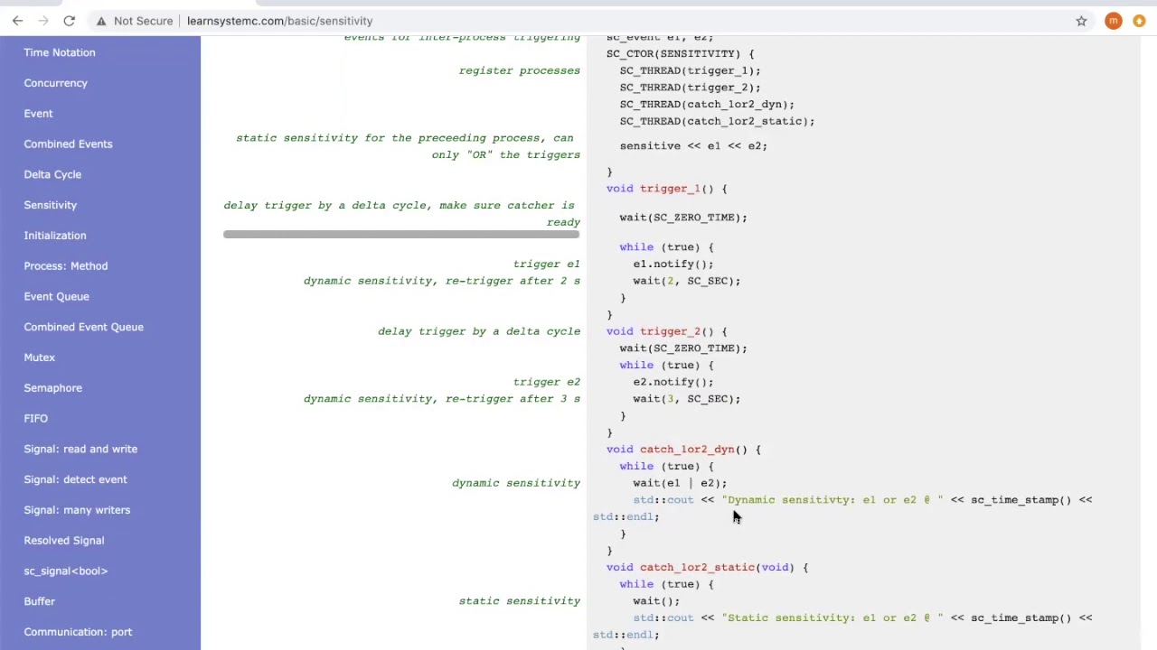 Learn SystemC: sensitivity - YouTube