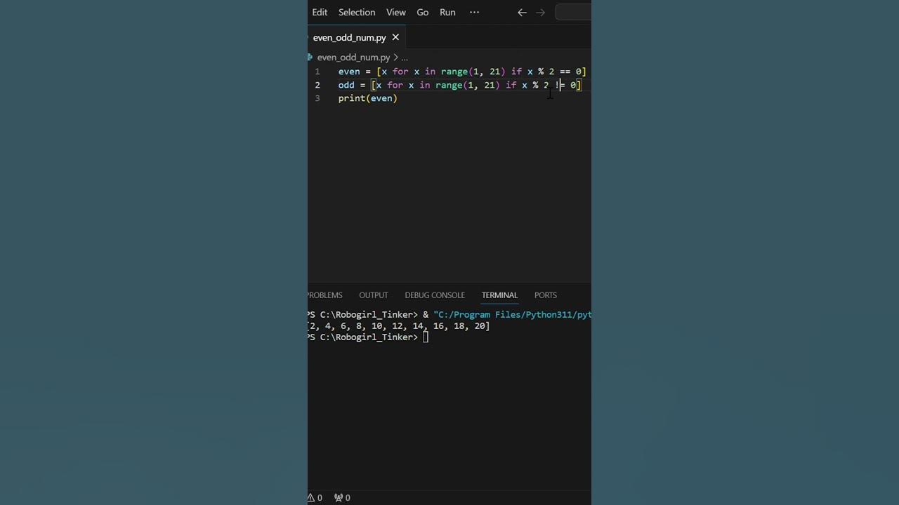 Even Odd Number In Python Python Interview Codingtutorial Coding Viral Tutorial Reels